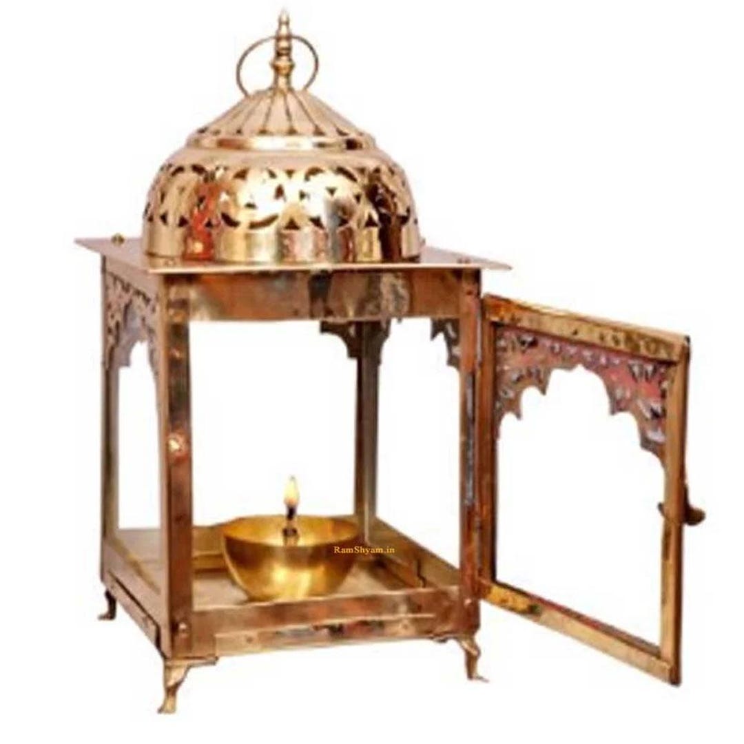 Handmade Brass Akhand Diya: Square Jyot Oil Lamp for Puja - Etsy