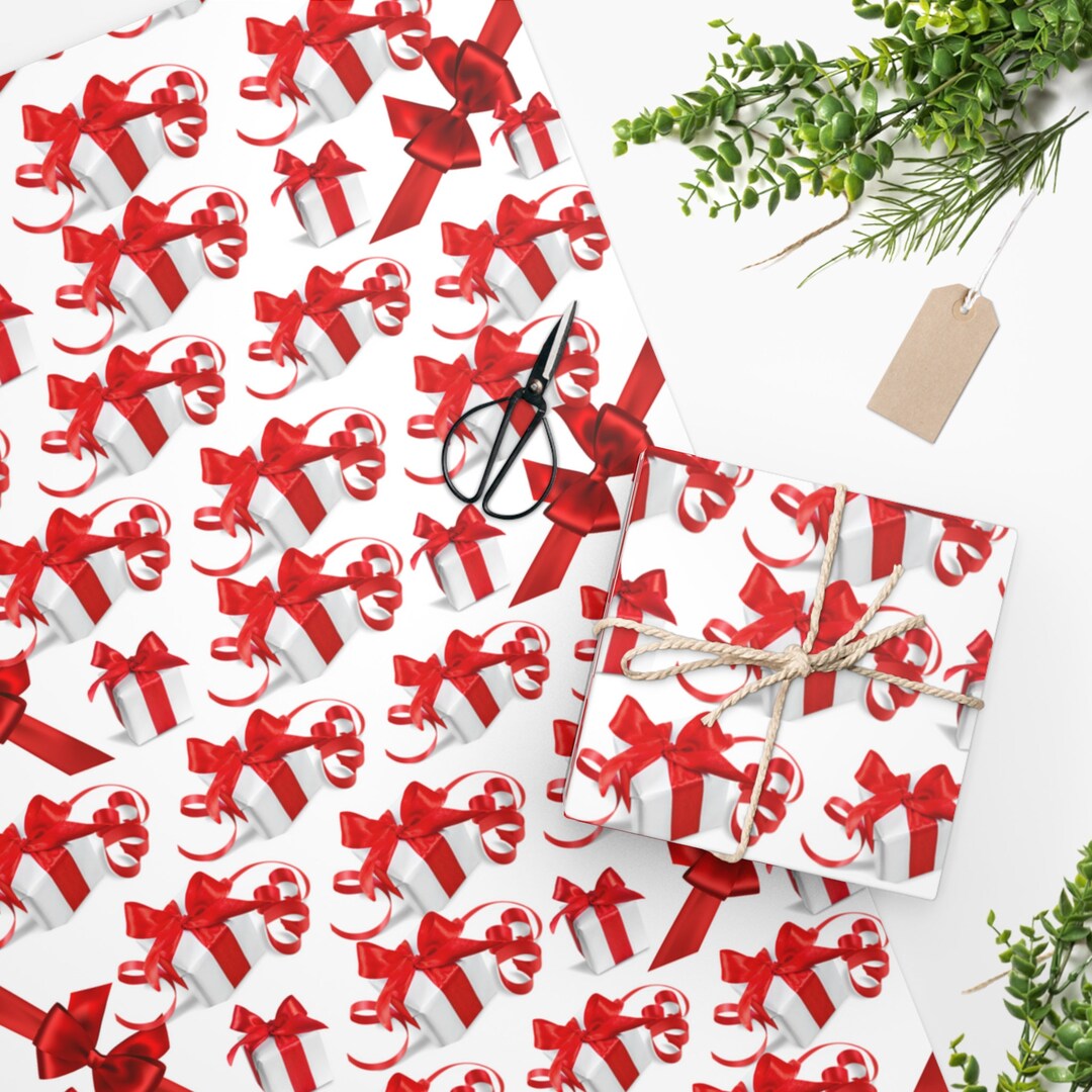 RED BOWS Wrapping Paper, Wrapping Paper, Gift, Gift, Wrap, Gift ...
