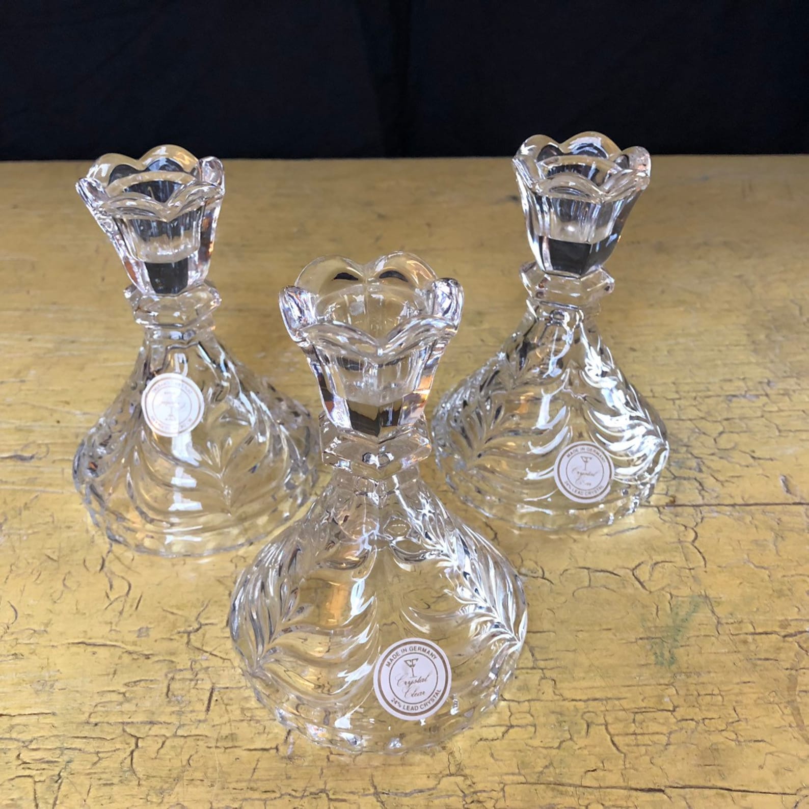Set of 3 Crystal Clear - Made in Germany - 24% Lead Crystal Candle ...