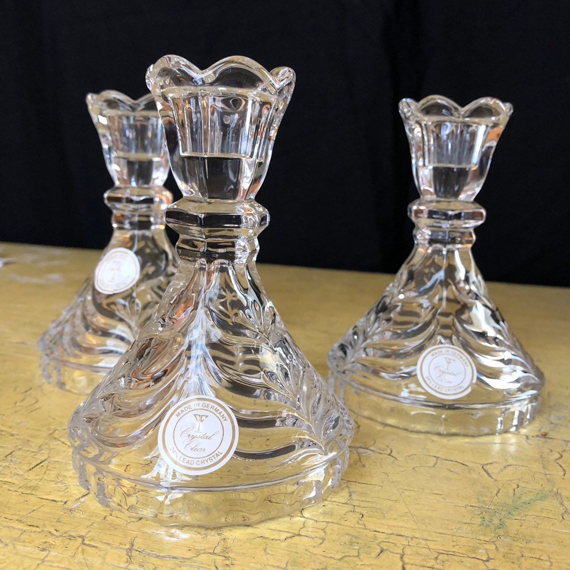 Set of 3 Crystal Clear - Made in Germany - 24% Lead Crystal Candle ...
