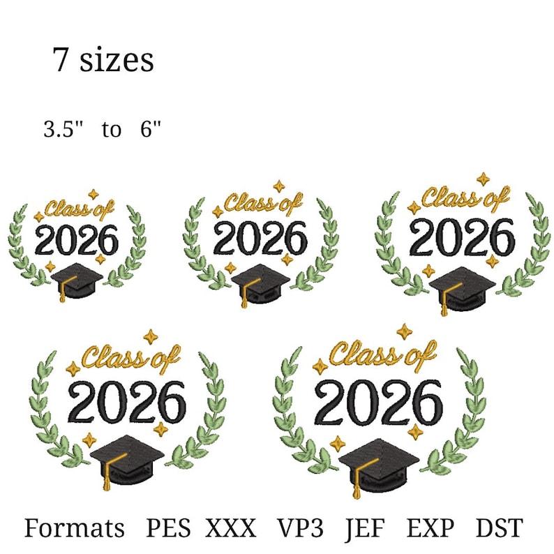 Class of 2026 Embroidery Design, Graduation Stole Embroidery File ...