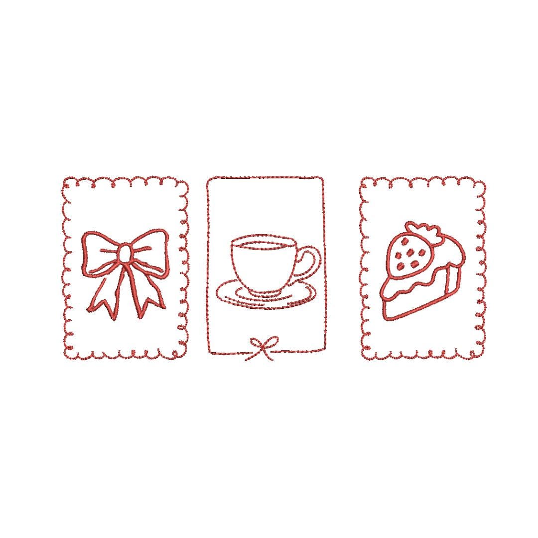 Coquette Coffee and Shortcake Embroidery Design - Bow Stamps Cute ...