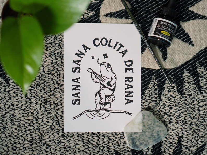Frog Illustration Art Print | Sana Sana Colita De Rana | Spanish ...
