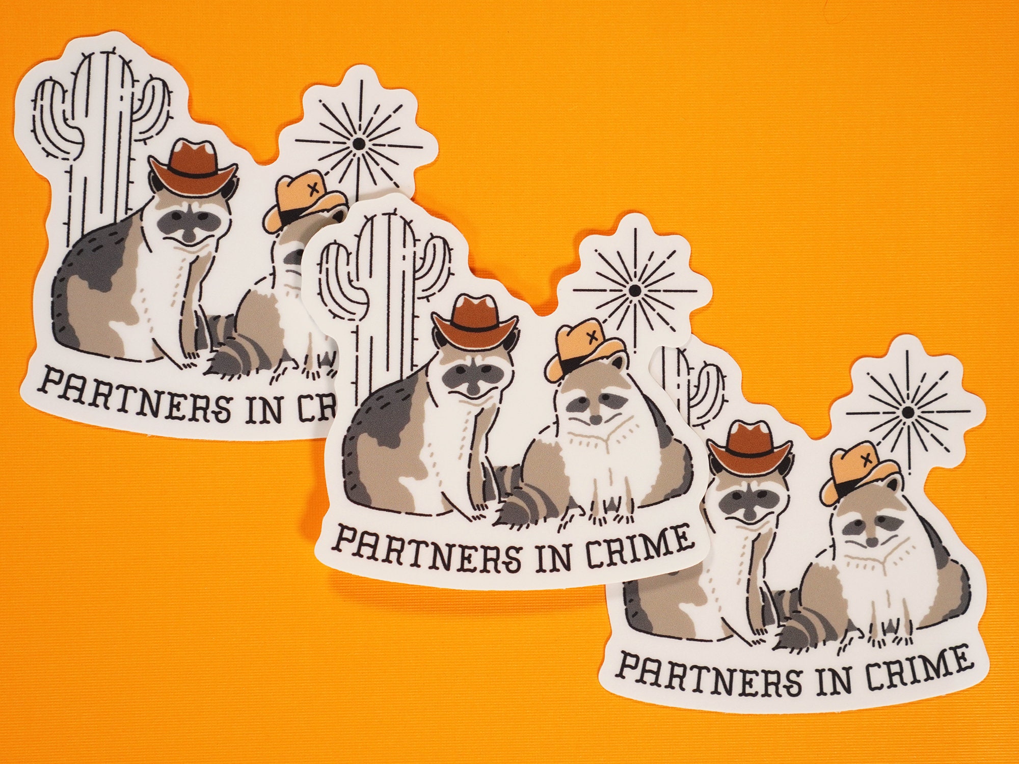 Raccoons in Cowboy Hats Weather-proof Vinyl Sticker Partners - Etsy