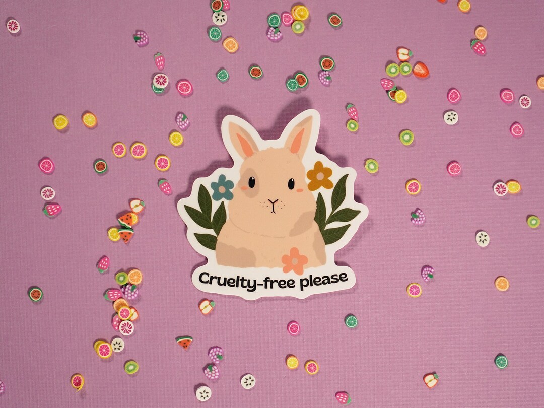 Cruelty Free Bunny Sticker | Vegan/plant Based Vinyl Gift - Etsy