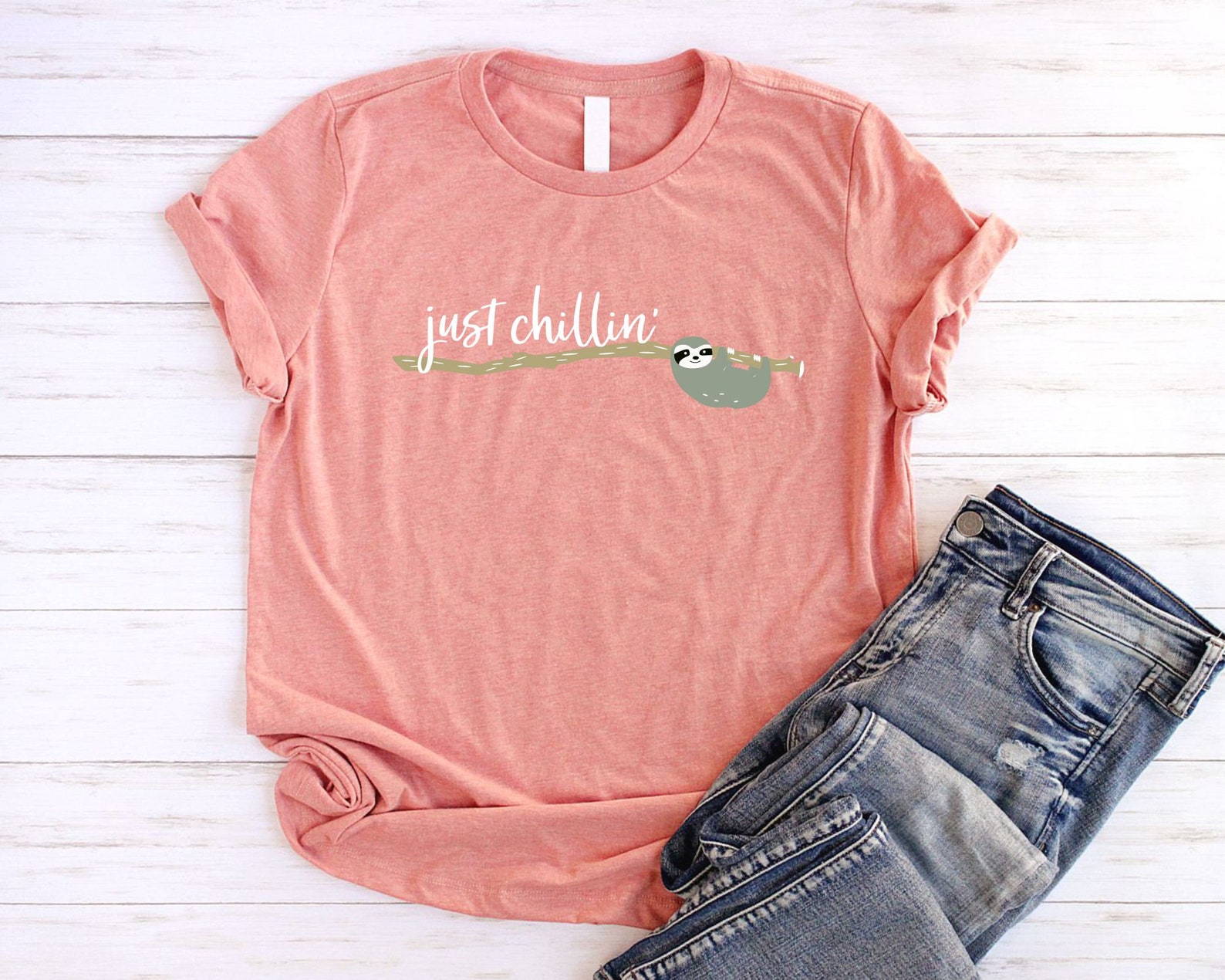 Just Chillin' Sloth Shirt Women Chillin Shirt Funny Sloth Shirt Cute ...