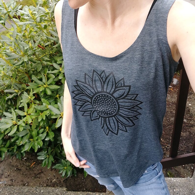 Sunflower Tank Top Women Boho Tank Tops for Women Botanical Tanks Sun ...