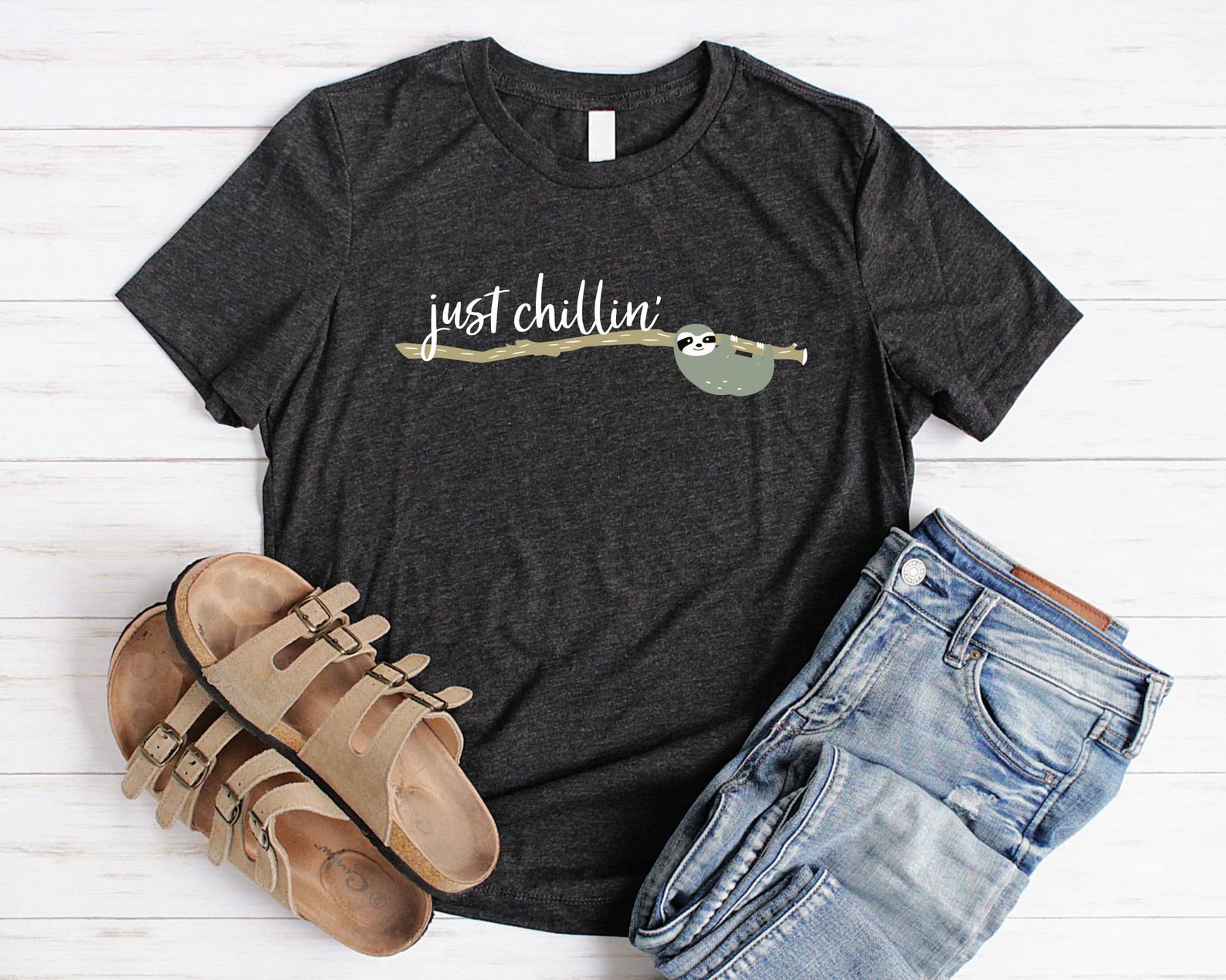 Just Chillin' Sloth Shirt Women Chillin Shirt Funny Sloth Shirt Cute ...