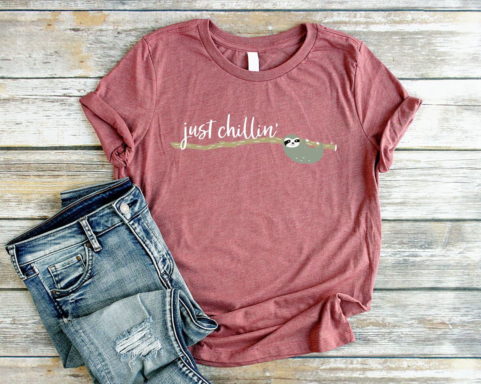 Just Chillin' Sloth Shirt Women Chillin Shirt Funny Sloth Shirt Cute ...