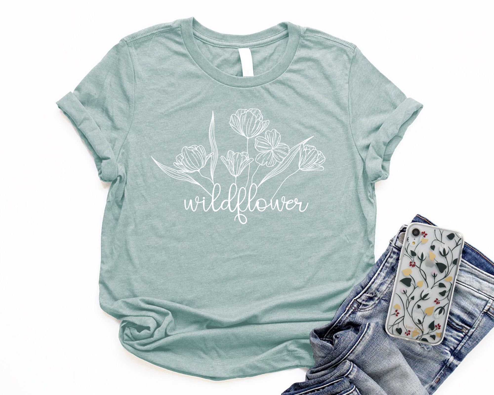 Wildflower Shirt Women Floral Shirts Botanical Tshirt Hippie | Etsy
