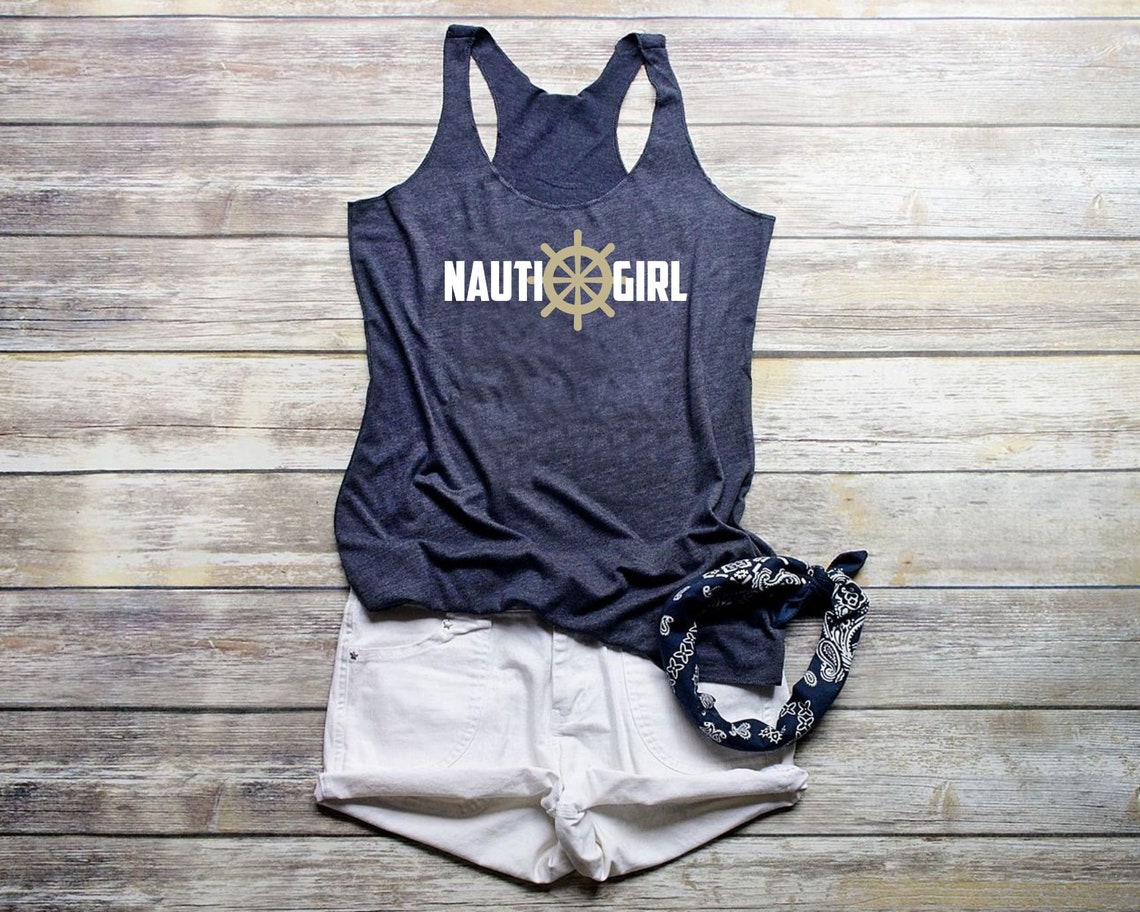Nauti Girl Tank Top Nauti Bachelorette Nautical Tank Tops Summer Tank ...