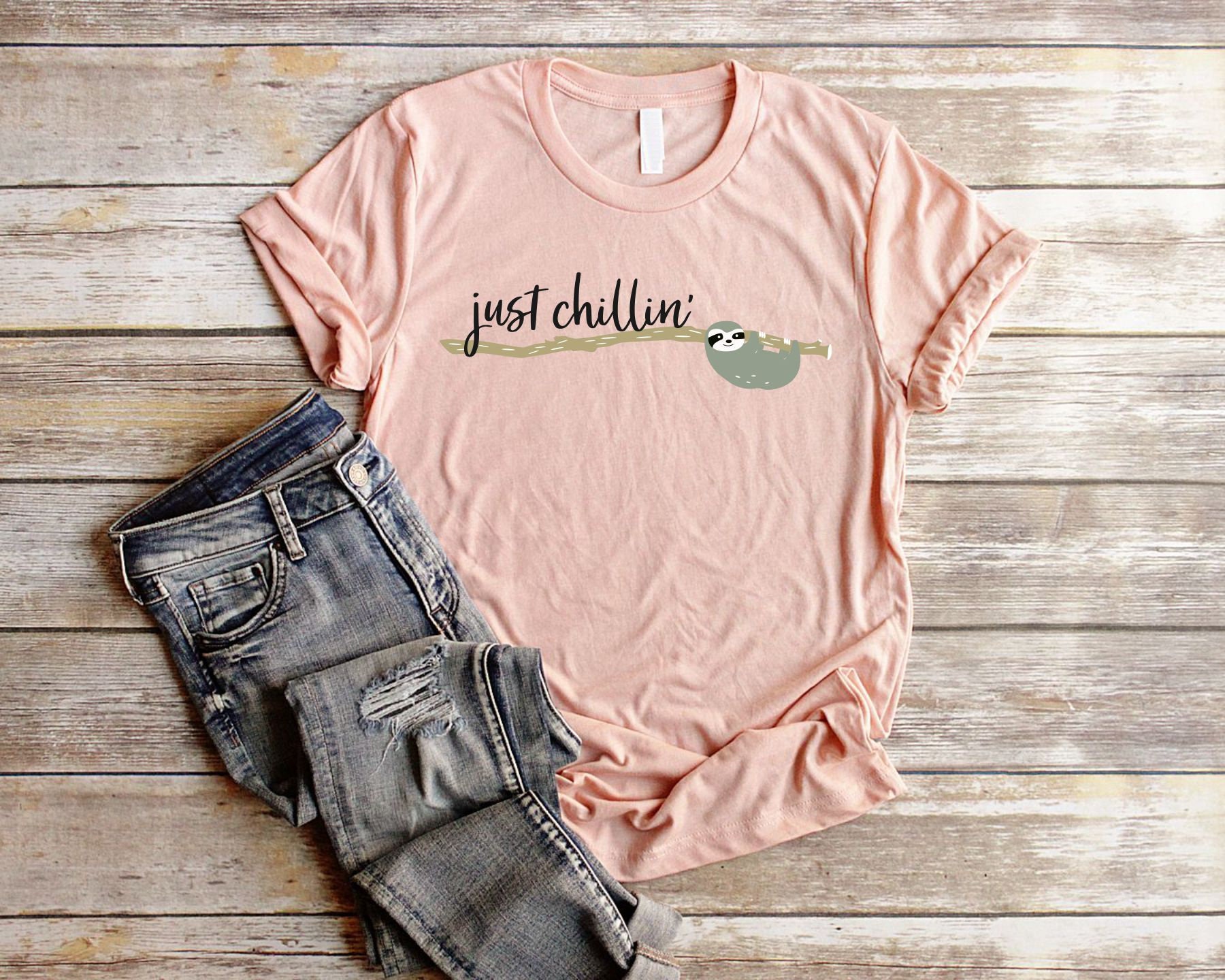 Just Chillin' Sloth Shirt Women Unisex Chillin Shirt Funny Sloth Shirt ...
