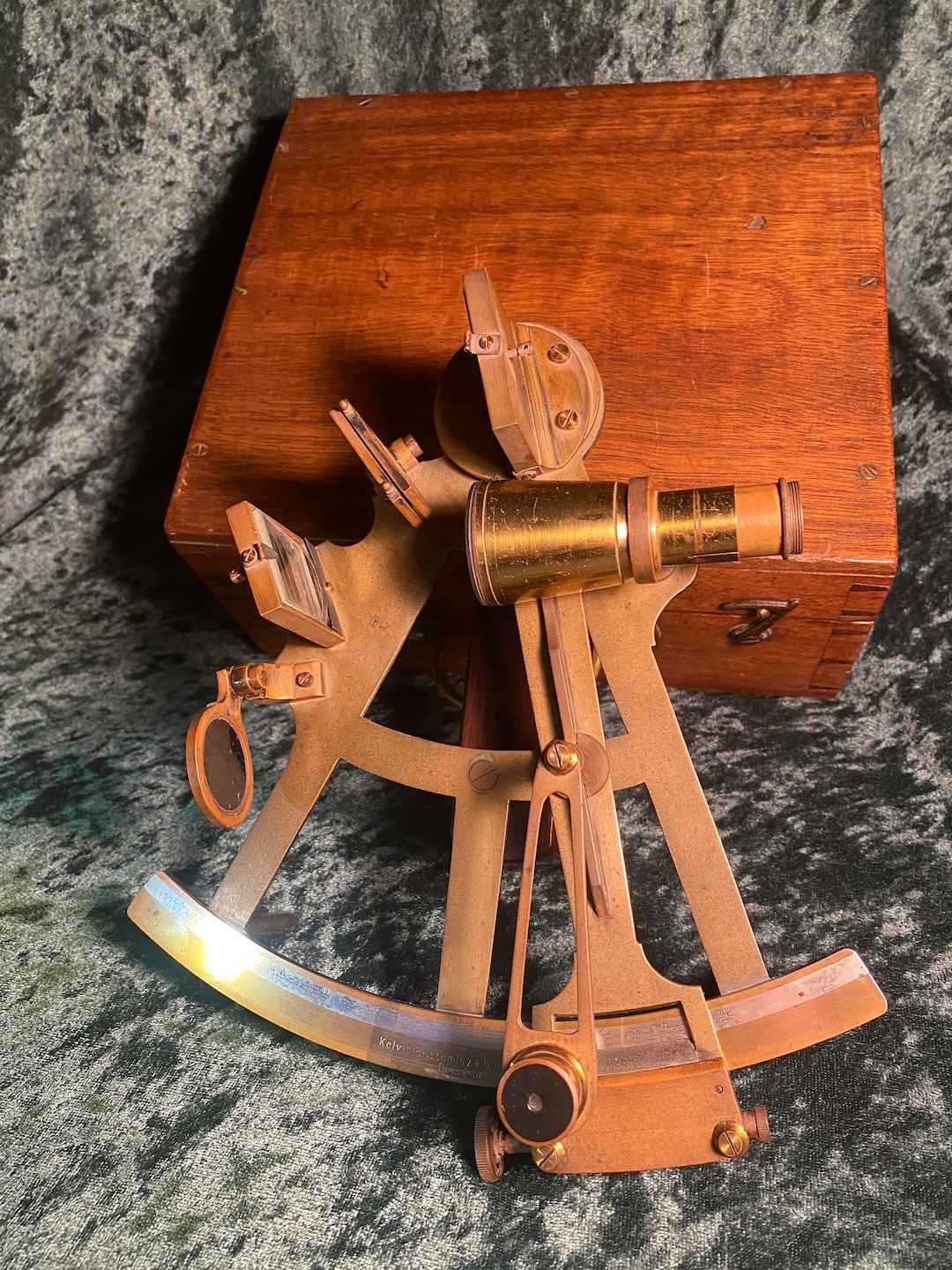 Antique Marine Octant Kevin Bottomley Baird Glasgow With Mahogany Case ...