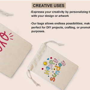 100% Cotton Canvas Muslin Bags, Reusable Double Drawstring Bags, Gift ...