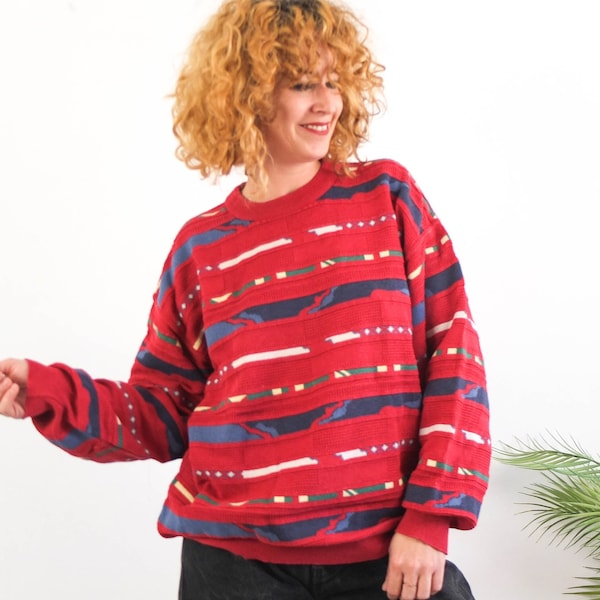90s Colorful Sweater - Etsy