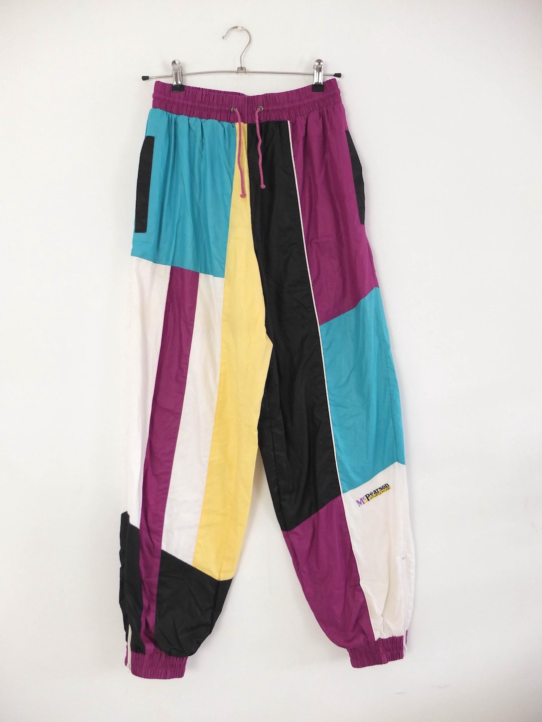Vintage 90s Color Block Track Pants, Vintage Retro Sport Oversized ...