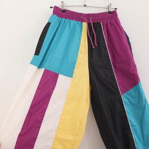 Vintage 90s Color Block Track Pants, Vintage Retro Sport Oversized ...