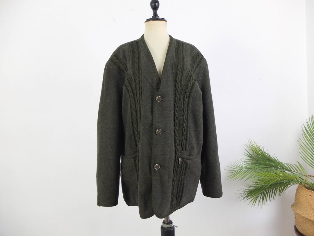 Vintage Green Wool Trachten Cardigan Pierre Cardin Wool - Etsy