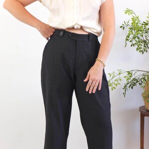 Vintage 80s Black Wide Slacks, 80s Retro Straight Leg Trousers Unisex ...