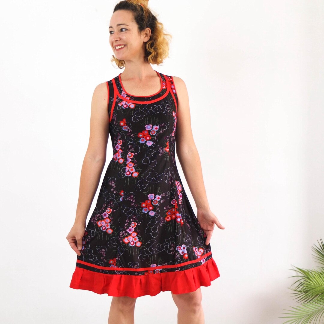 Vintage 70s Retro Sundress, Summer Retro Day Dress, 70s Sleeveless a ...