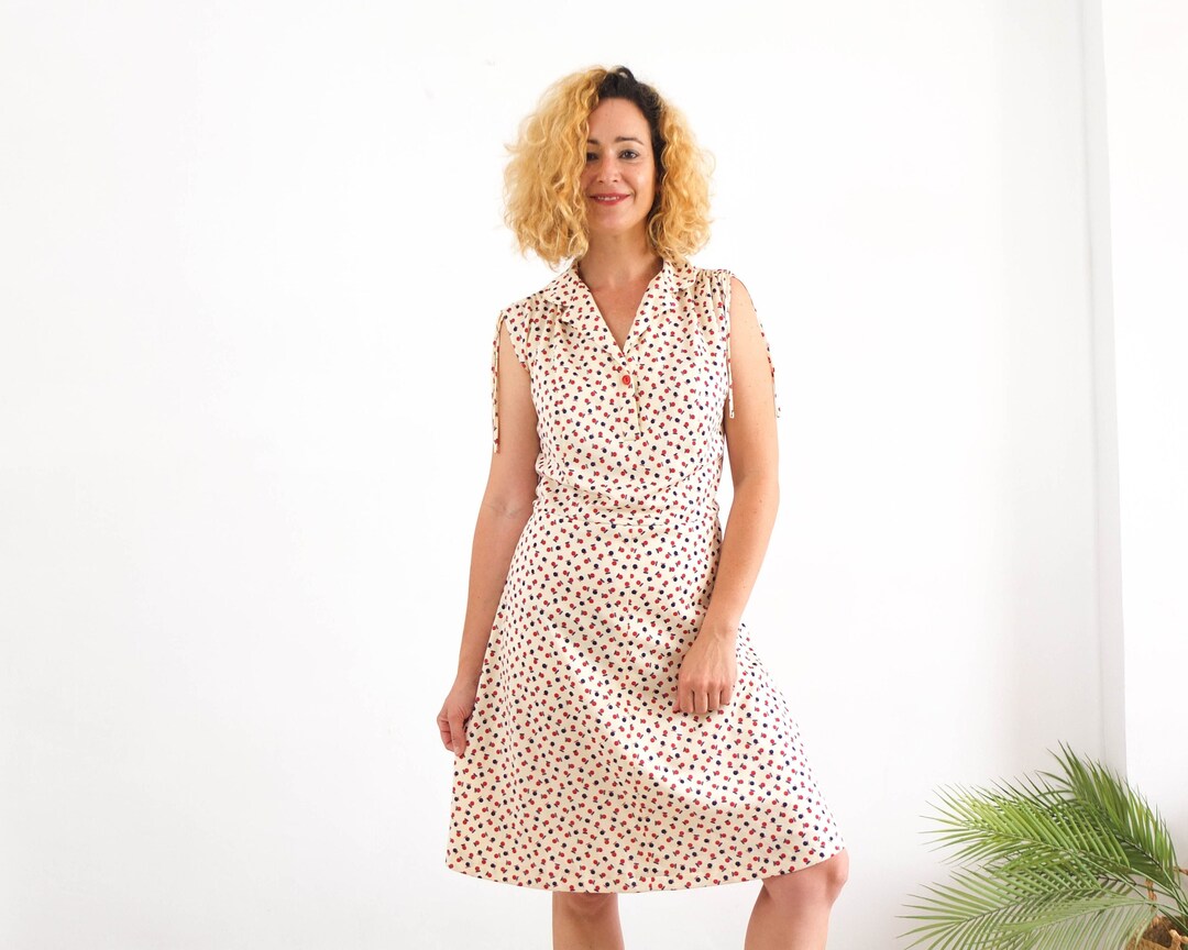 Vintage 70s Retro Sundress, Summer Retro Day Dress, 70s Sleeveless a ...