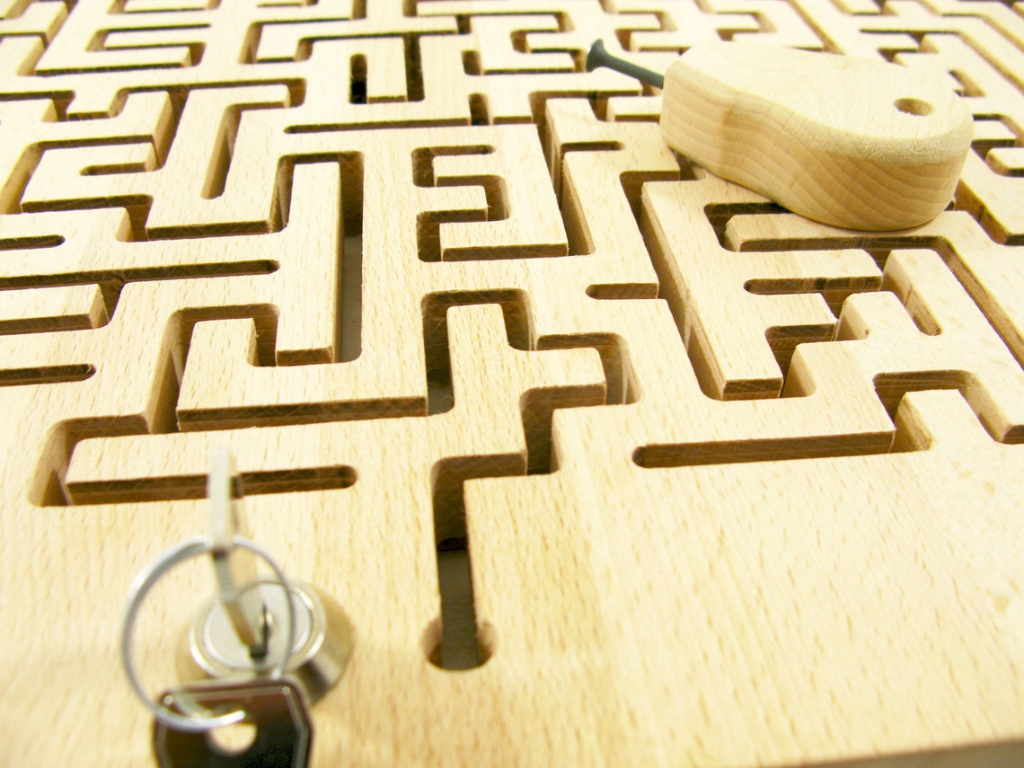 Key Maze Puzzle Escape Room Props Wooden Maze Wood Labyrinth - Etsy