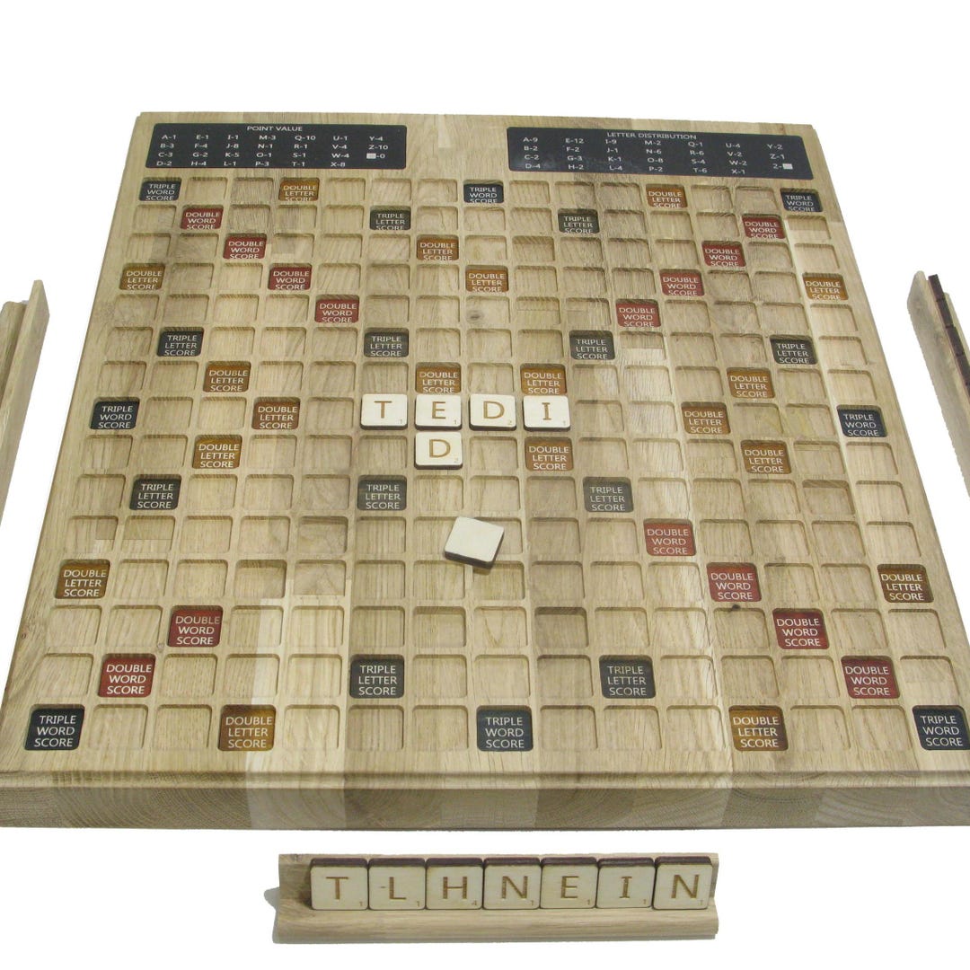 Oak Scrabble Wooden Handmade Scrabble Language Version Oak Wooden Game ...