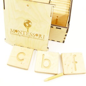 Montessori Alphabet Educational Toys Wooden Letter Tracing Card ...