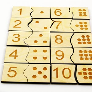 Montessori Toys Wooden Number Puzzle Preschool Learning Puzzle Wooden ...