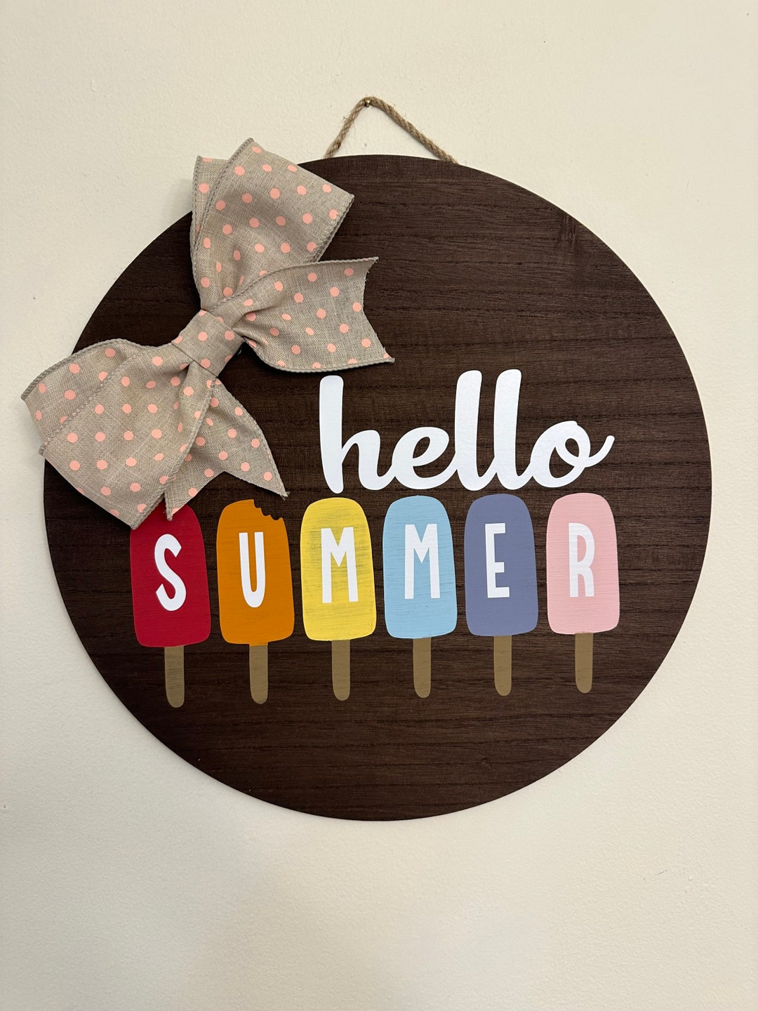 Round Welcome Sign - Hello Summer - Etsy