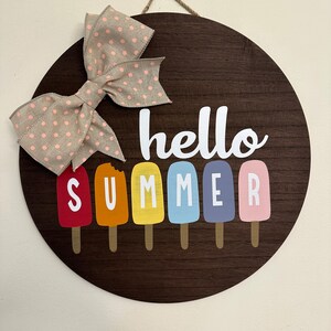 Round Welcome Sign - Hello Summer - Etsy