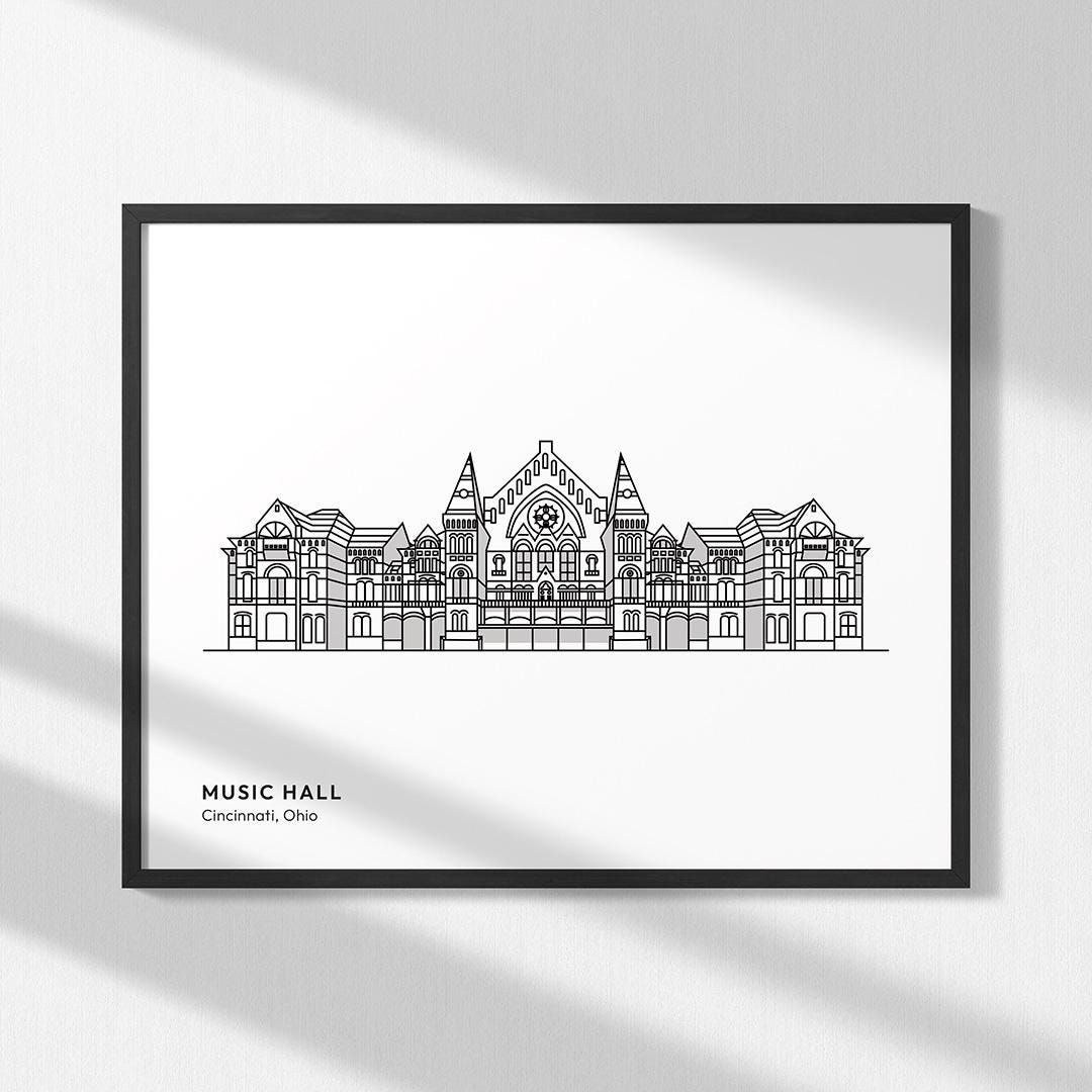 Cincinnati Music Hall Line Art Print - Minimalist Modern Artwork ...