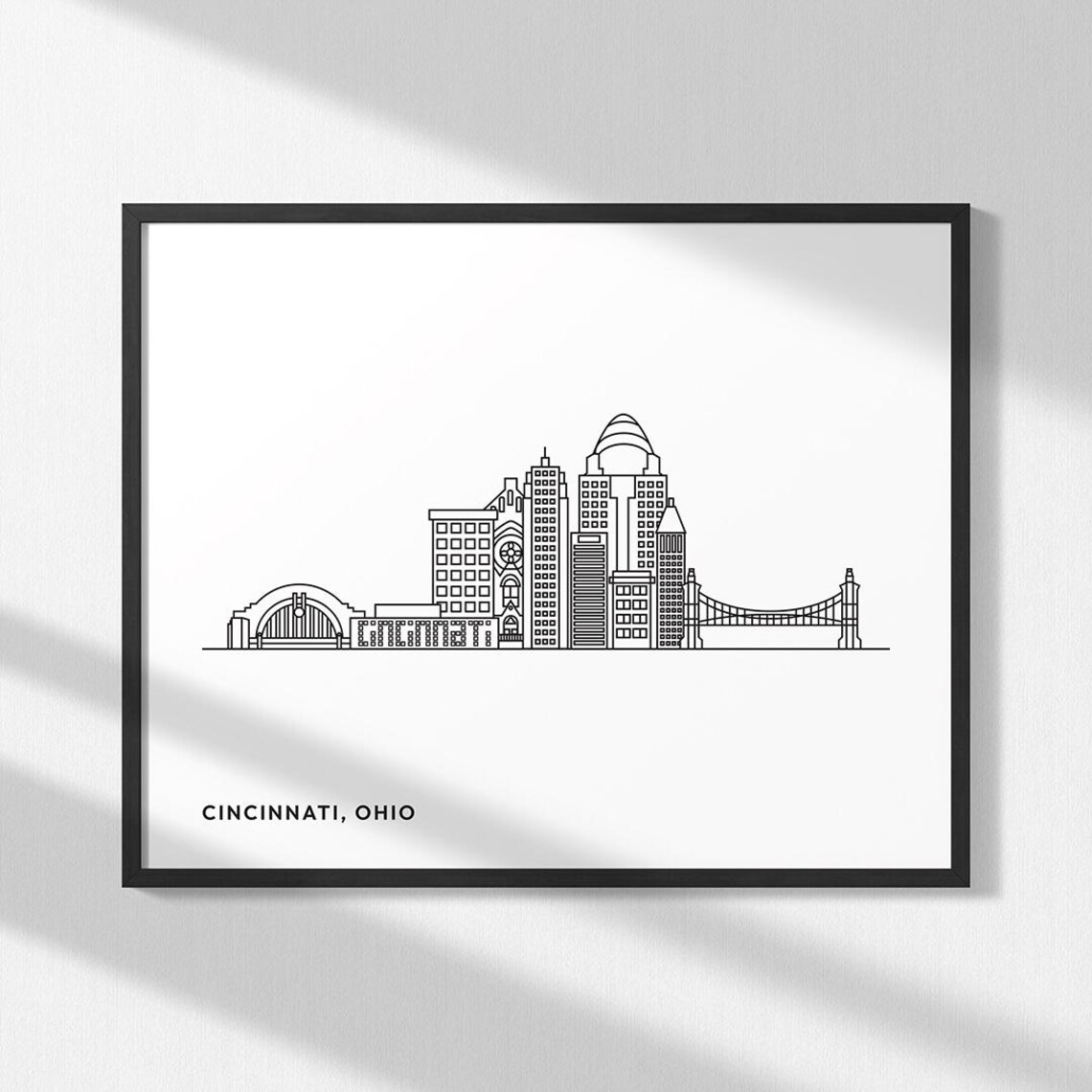 Cincinnati City Skyline- Minimal Line Art, Instant Download, Modern ...