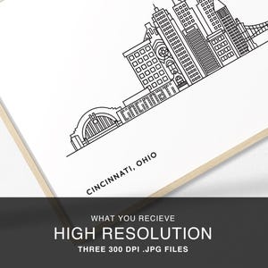 Cincinnati City Skyline- Minimal Line Art, Instant Download, Modern ...