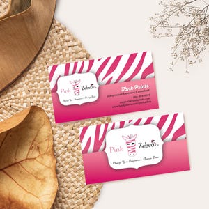 Pink Zebra Business Cards - Design 3 - Etsy
