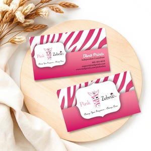 Pink Zebra Business Cards - Design 3 - Etsy