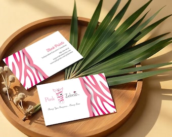 Pink Zebra Business Cards - Design 3 - Etsy