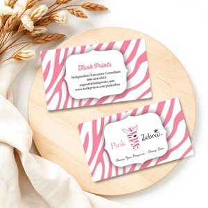 Pink Zebra Business Cards - Design 1 - Etsy