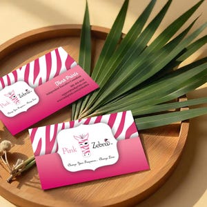 Pink Zebra Business Cards - Design 3 - Etsy