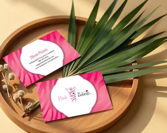Pink Zebra Business Cards - Design 3 - Etsy