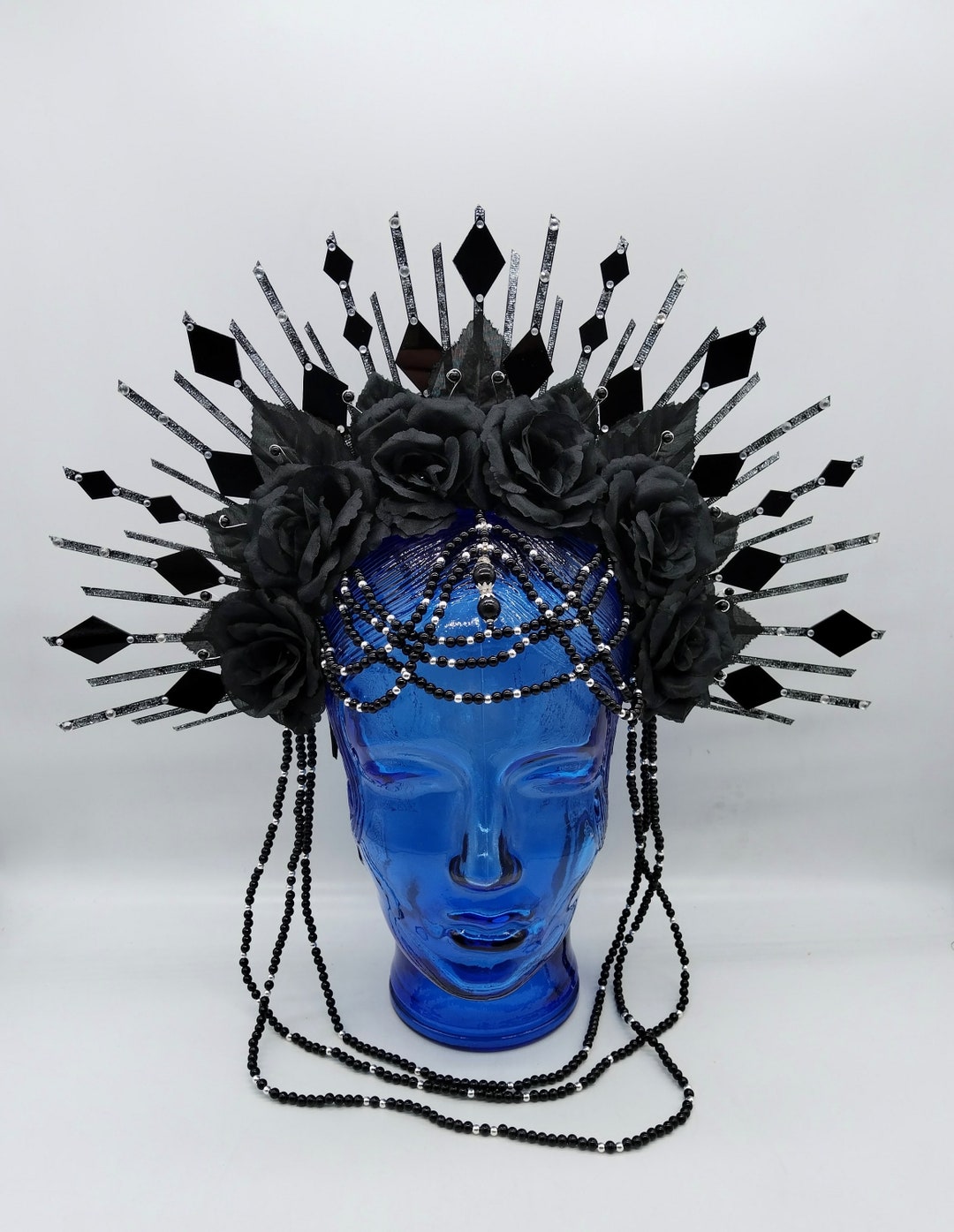 Gothic Roses Halo Crown With Mirrors, Rhinestones and Glitter. Burning ...