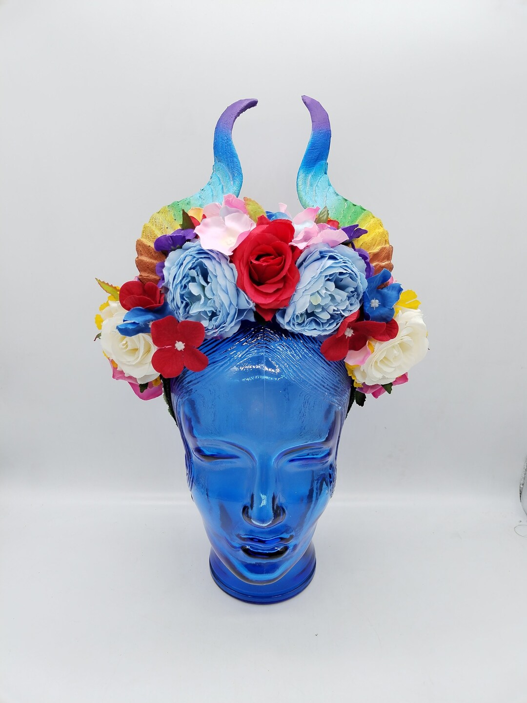 Dragon Horns. Malifisent Rainbow Headpiece. Flowers Horns Headdress ...
