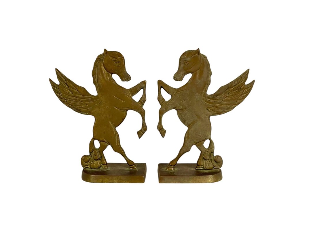 Retro (50s) Solid BRASS PEGASUS BOOKENDS / Mantlepiece Decor / Very ...