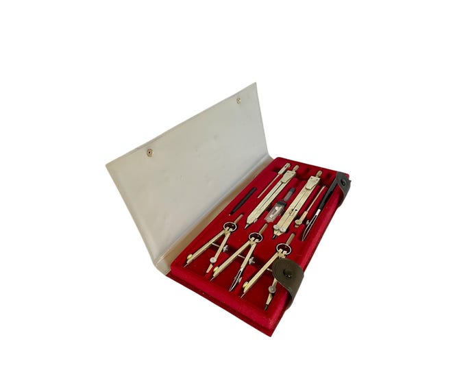 Retro (50s) LUTZ (west Germany) Field DRAFTING SET / 11 Piece Tool Set ...