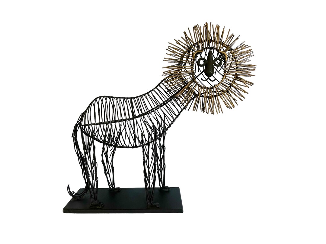 Mid Century Style BRUTALIST Metal LION SCULPTURE / Jeré Style / Very ...