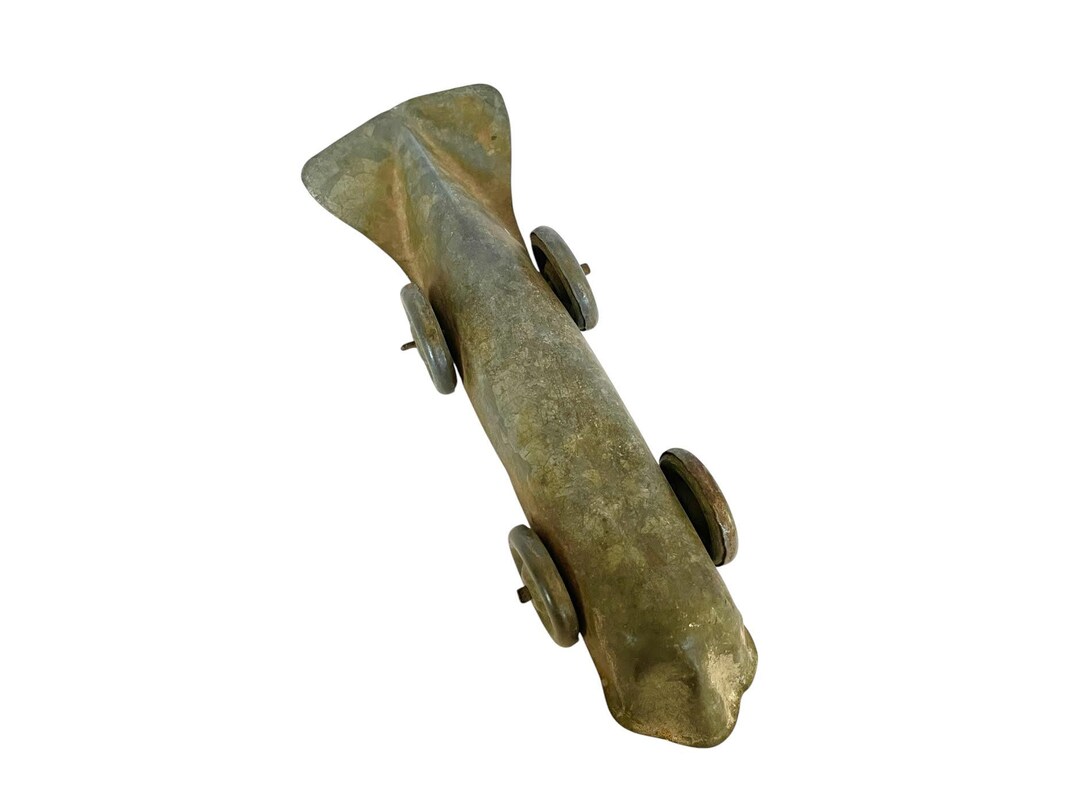 Vintage 40s Pressed Steel FISHTAIL RACE CAR / 9 X 3 X 1-3/4 / Good ...