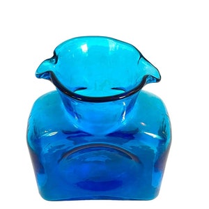 Mid Century 60s BLENKO HANDCRAFT Dark Turquoise Glass Double Spouted ...