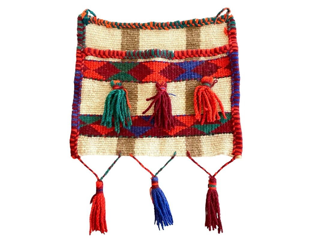 Retro Peruvian Hand Made WOOL HANGING POUCH Decor / Very Good Condition ...
