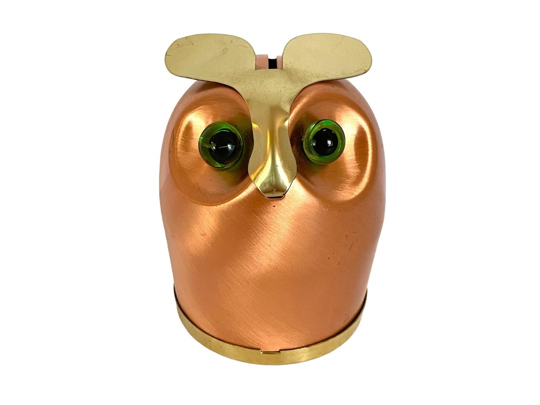 Vintage (60s) Coppercraft Guild OWL COIN BANK / Very Good Condition / 3-3/4" X 3" / Fab Retro ...