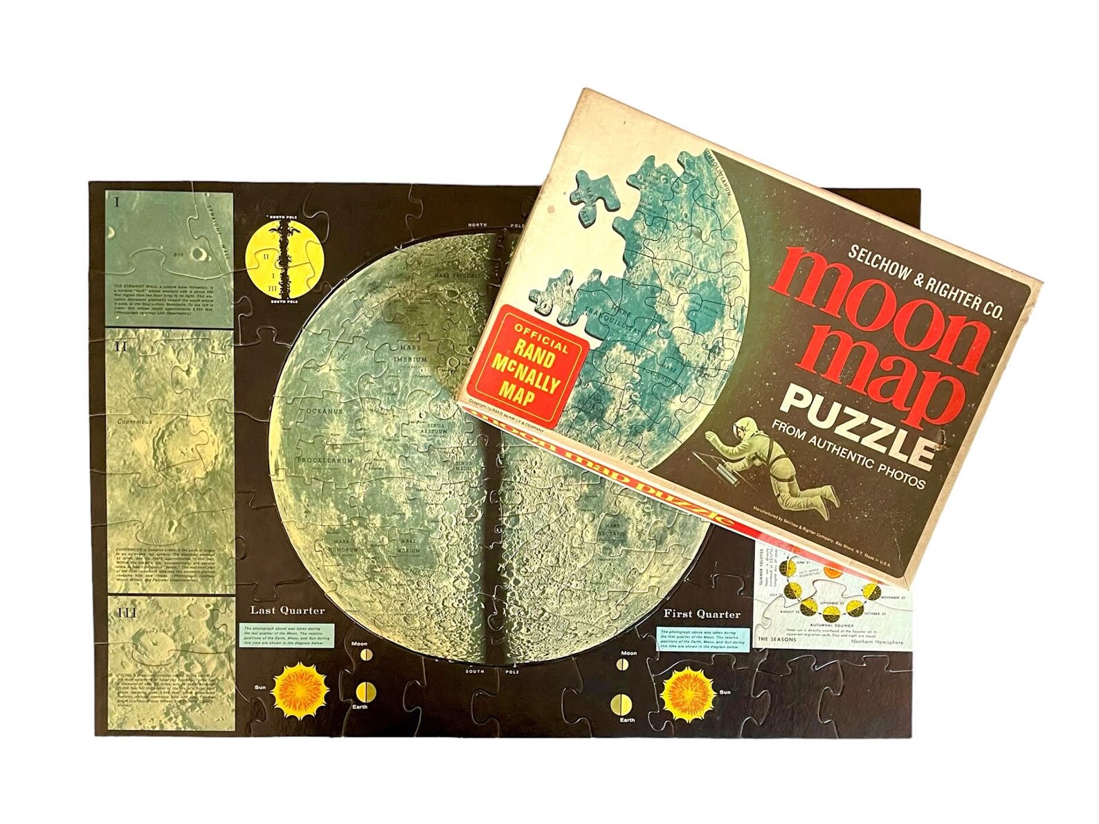 Retro (60s) Selchow & Righter MOON MAP PUZZLE in the Original Box ...